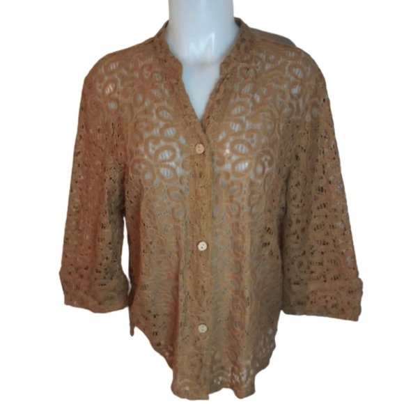 Ruby Rd. | Tops | Ruby Rd Petite Brown Lace Blouse | Poshmark